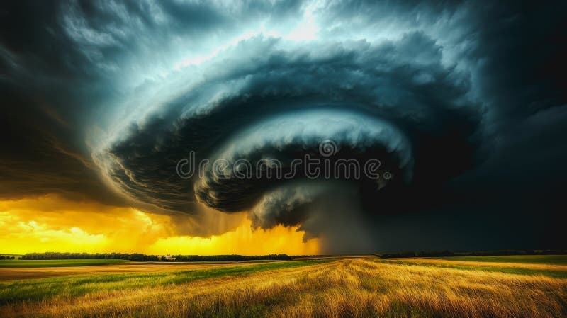 Massive Swirling Storm Vortex with Light and Shadow Contrasts, High ...
