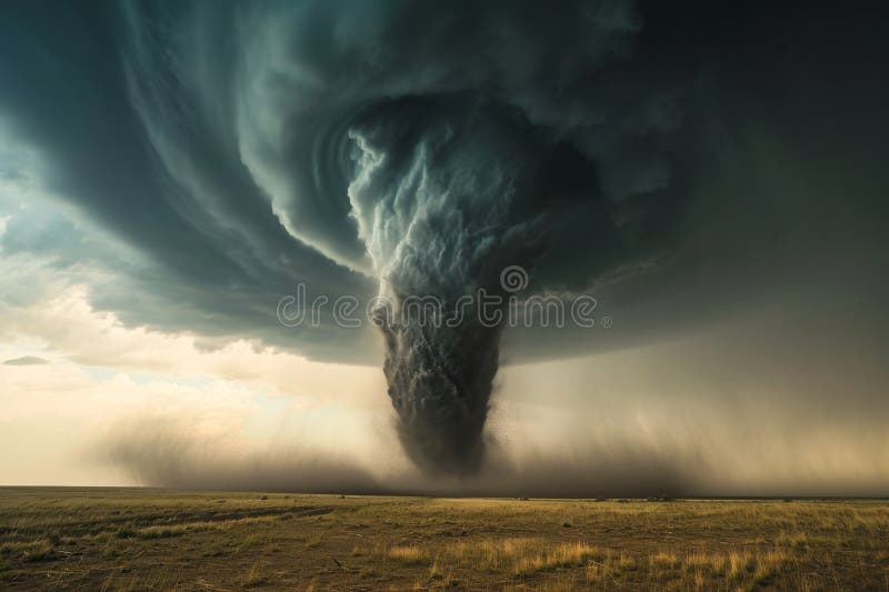 A Massive Swirling Tornado Cloud Dominates the Sky, Showcasing Its ...