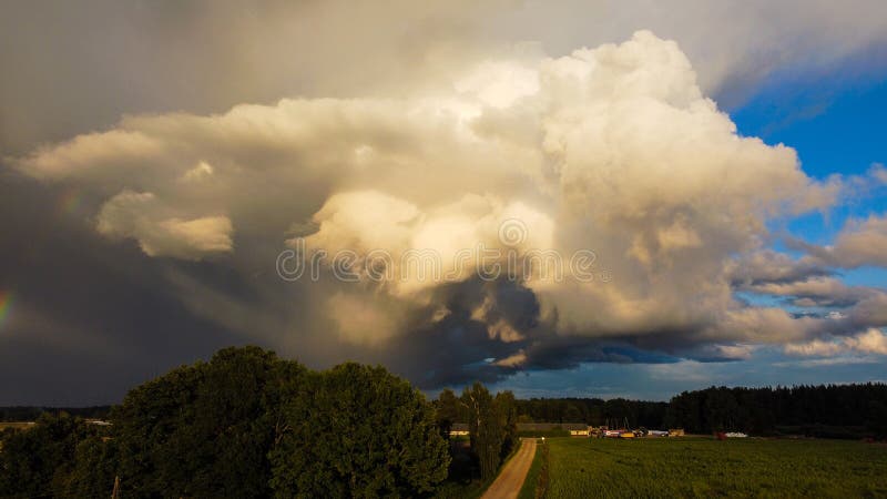 Massive Thundercloud Looming Over Countryside As Storm Approaches Fast ...