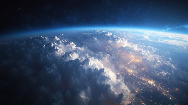 Massive Thunderstorm Fronts Over Earth, Breathtaking Space Perspective ...