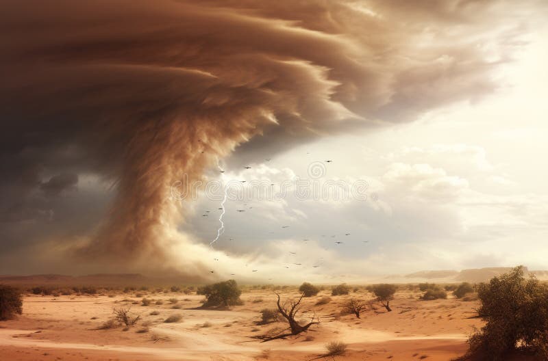 Massive Tornado, Cyclone on Land with Huge Clouds. Stock Image - Image ...