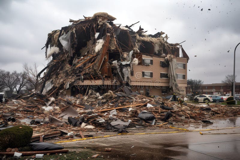 Massive Tornado Destroyed Bib Building. Stock Illustration ...