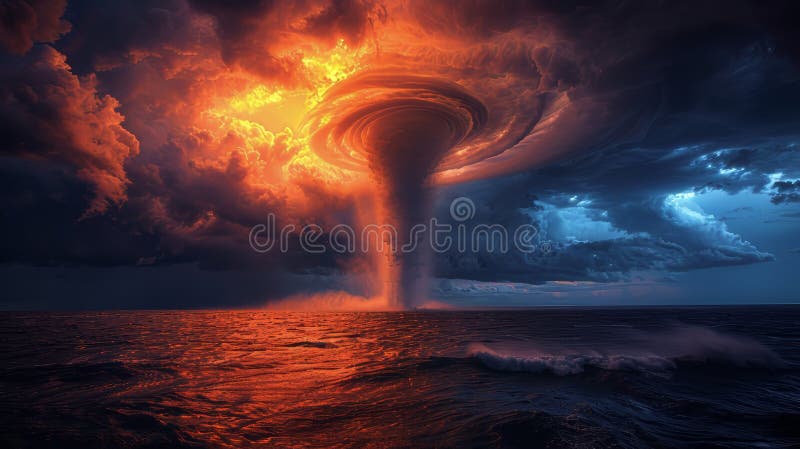 Massive Tornado Emerging from the Ocean Stock Photo - Image of huge ...