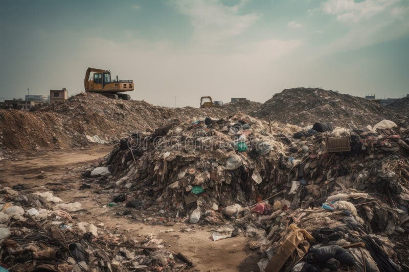 Massive Trash Heap in Landfill. Generative AI Stock Illustration ...