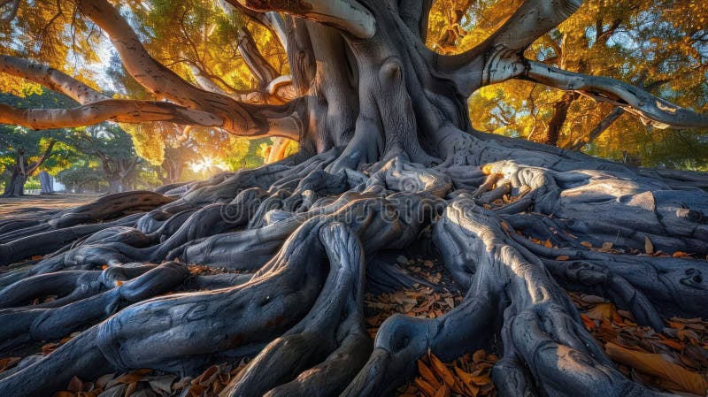 A Massive Tree with Sprawling Roots Reaching Out in a Network of ...