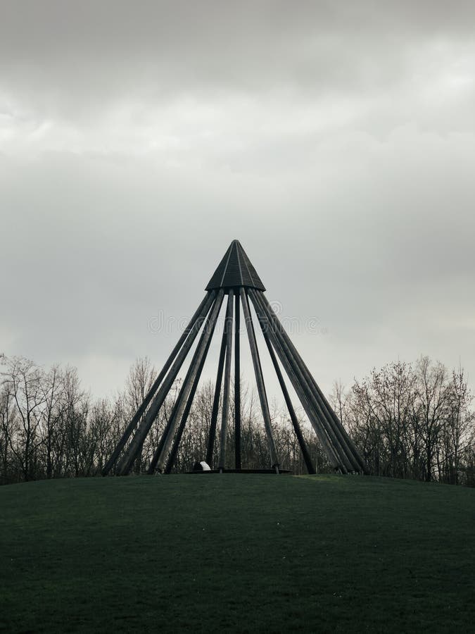 Massive Triangular Structure in a Green Field Stock Image - Image of ...