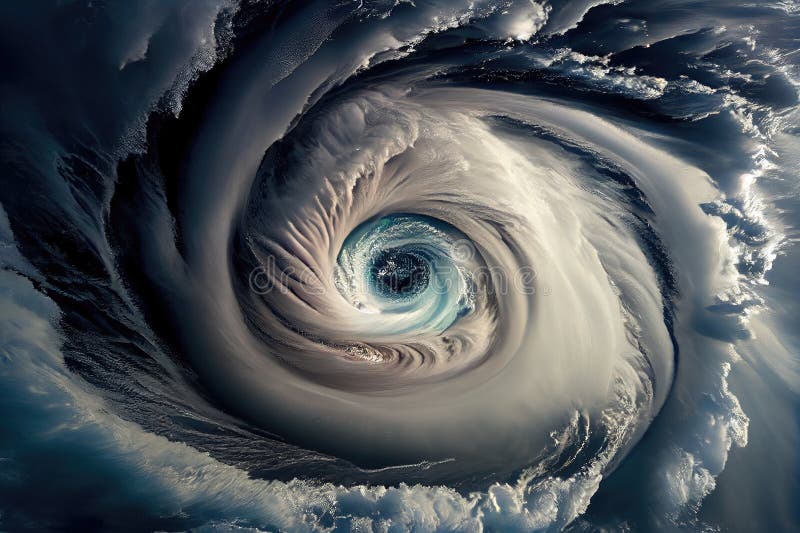 Massive Tropical Cyclone, with Its Eye Surrounded by Clouds and Rain ...