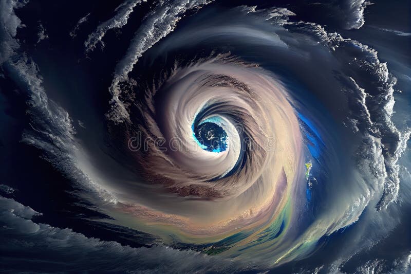 Massive Tropical Cyclone, with Its Eye Surrounded by Clouds and Rain ...