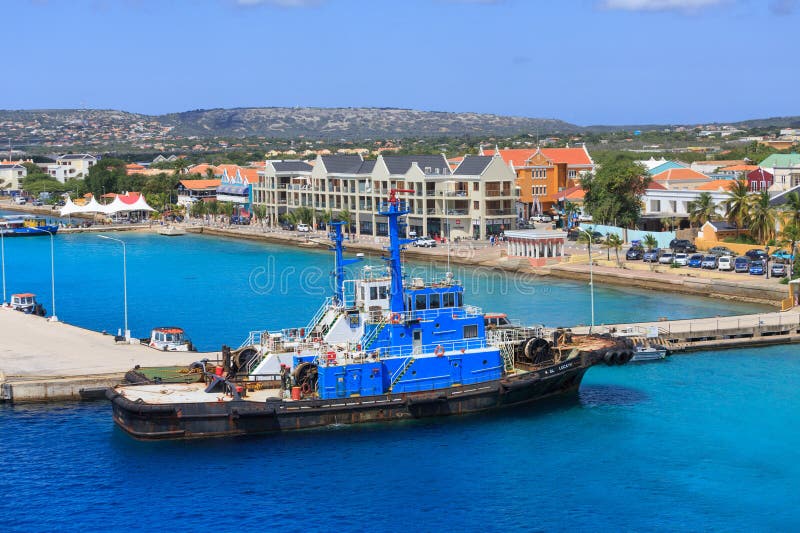 Massive Tug Boat Docked in Bonaire Stock Photo - Image of vacation ...