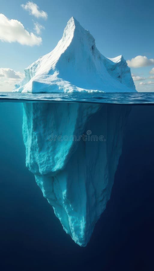 Massive Underwater Iceberg, Shadows, Deep Blue , Marine, Perspective ...