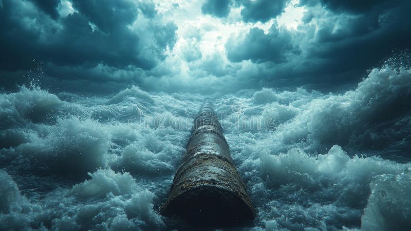 Massive Underwater Storm Breaking a Communication Cable Stock ...