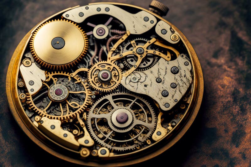 Massive Vintage Clock with Clockwork Made of Gears and Wheels Stock ...