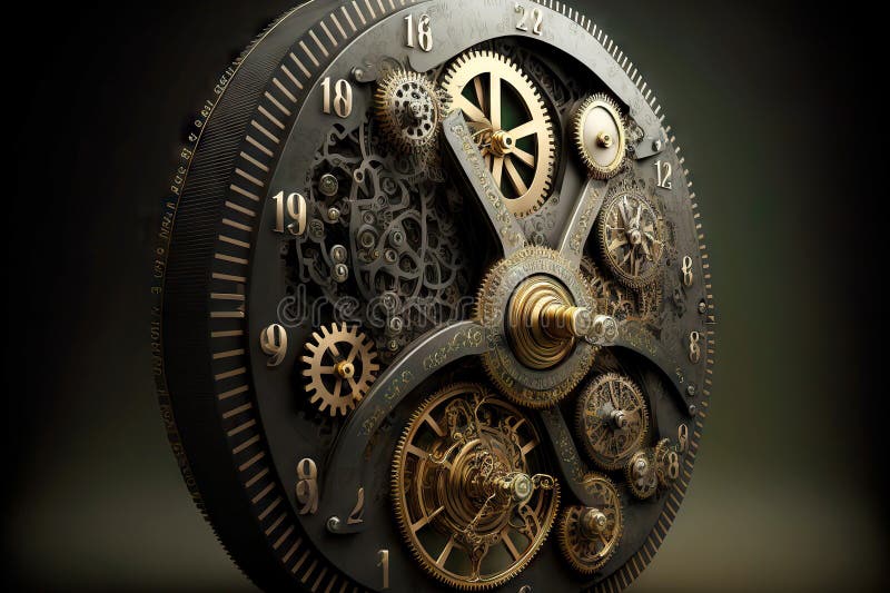 Massive Vintage Mechanical Clock with Disassembled Clockwork Stand on ...