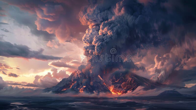 Massive Volcano Dominating Cloudy Sky Stock Image - Image of summit ...
