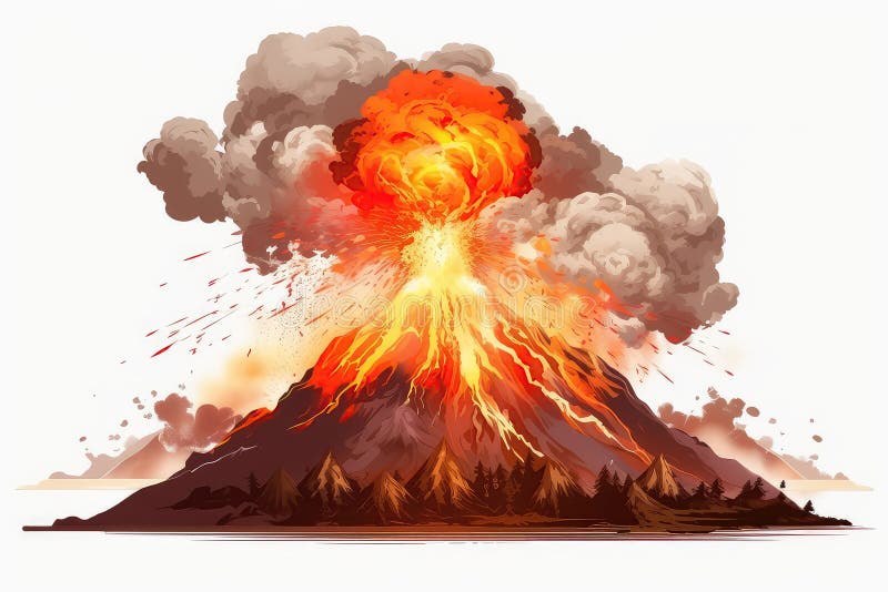 Massive Volcano Eruption Isolated on Transparent Background Stock Image ...