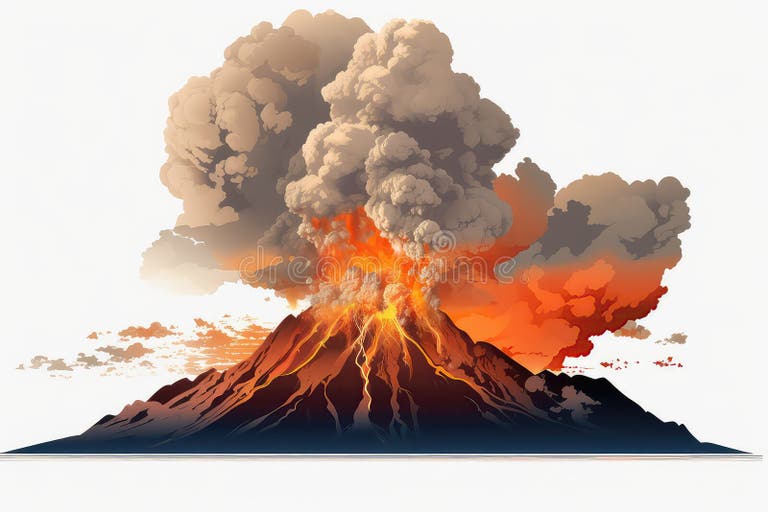 Massive Volcano Eruption Isolated on Transparent Background Stock ...