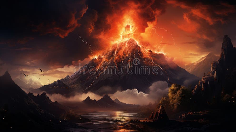 Massive Volcano Explosion. Strong Natural Disaster. Stratovolcano ...