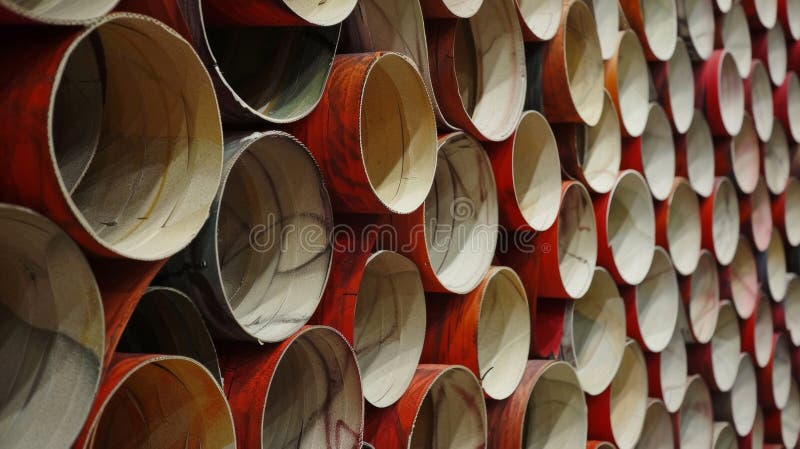 A Massive Wall of Cardboard Tubes Each One Painted and Arranged To Form ...