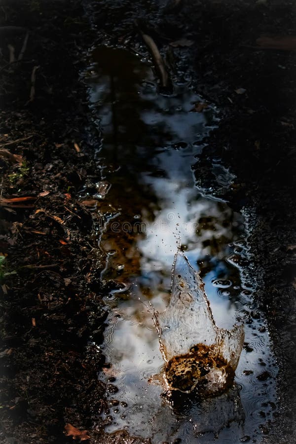 Massive Water Splash with a Big Stone. Stock Image - Image of water ...