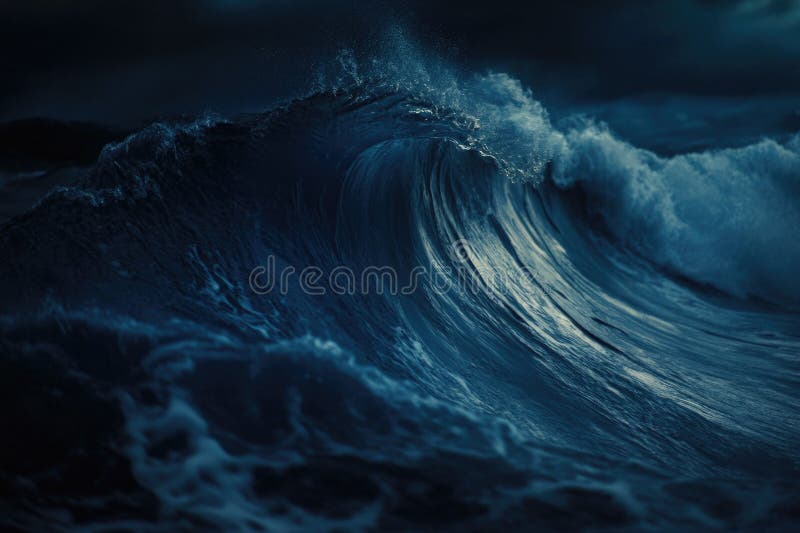 A Massive Wave Crashes in the Middle of the Open Ocean Stock Image ...
