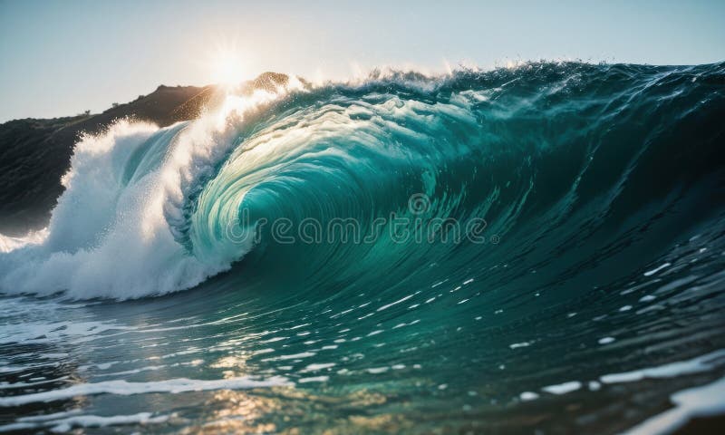 A Massive Wave Crashes into the Ocean, Creating a Powerful and Dynamic ...
