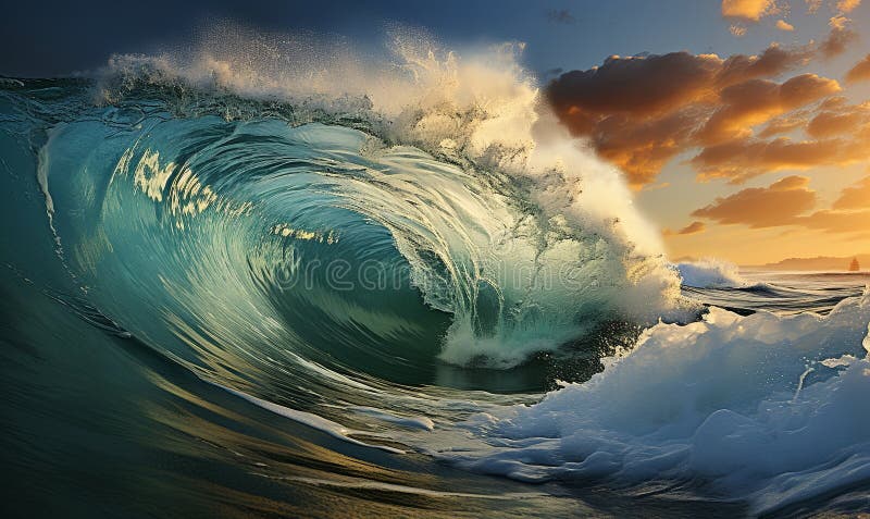 Massive Wave Surging in Ocean Stock Image - Image of roaring, towering ...