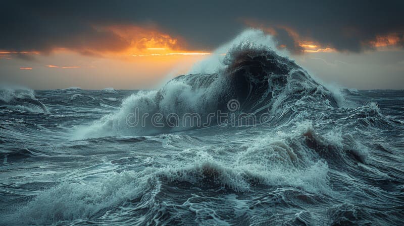 Massive Wave Surging in Open Sea Stock Image - Image of hazard, tsunami ...