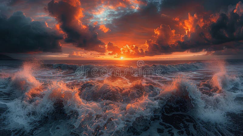 Massive Wave Surging in Open Sea Stock Photo - Image of natural ...