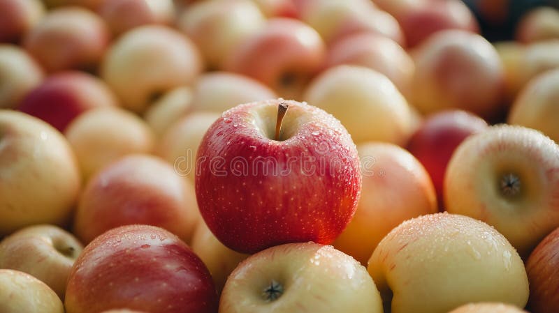 A Massive of White Apple, with One Red Apple Standing Out in the Center ...