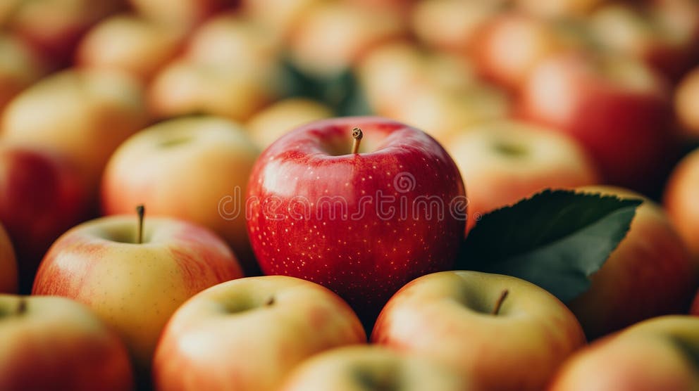 A Massive of White Apple, with One Red Apple Standing Out in the Center ...