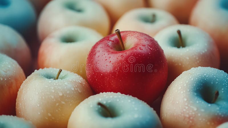 A Massive of White Apple, with One Red Apple Standing Out in the Center ...