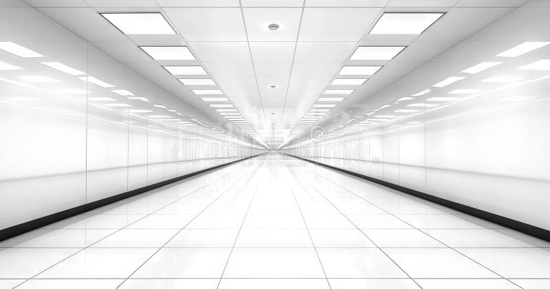 A Massive White Empty Room Features Square Lights on the Ceiling and a ...