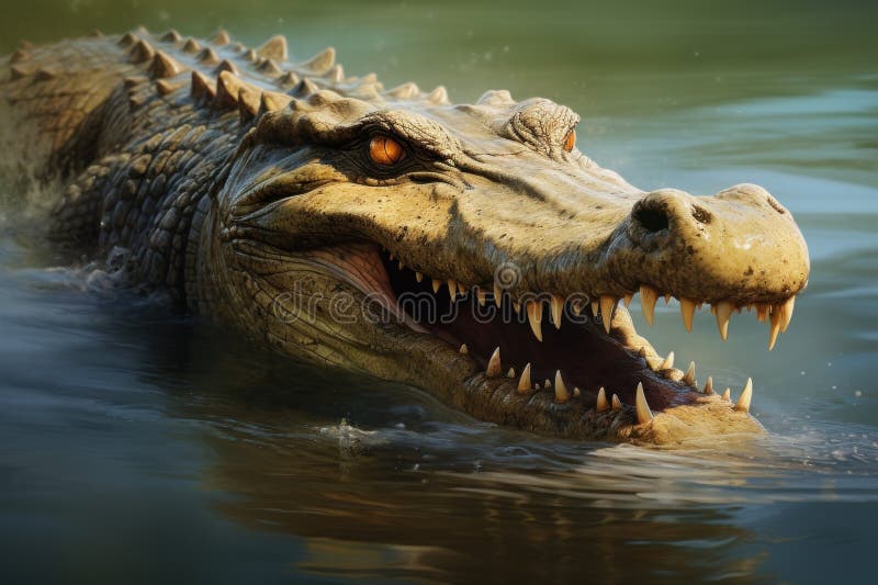 Massive Dangerous Crocodile Ai Generated Reptile Stock Photos - Free ...