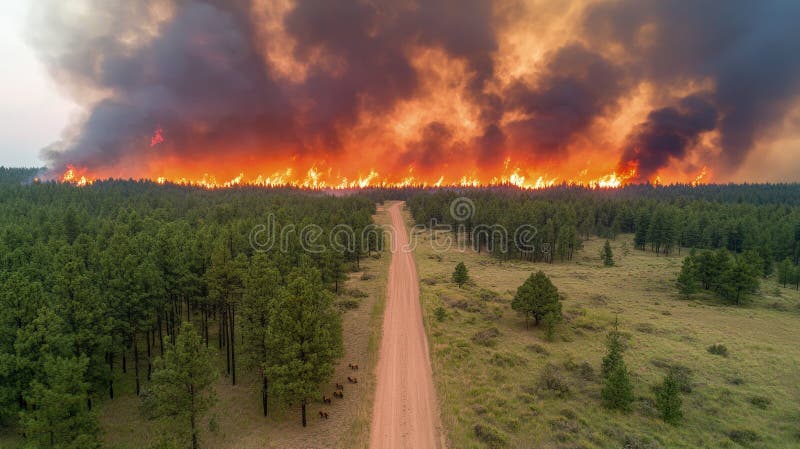 Massive Wildfire Rages through Dense Forest with Towering Flames and ...