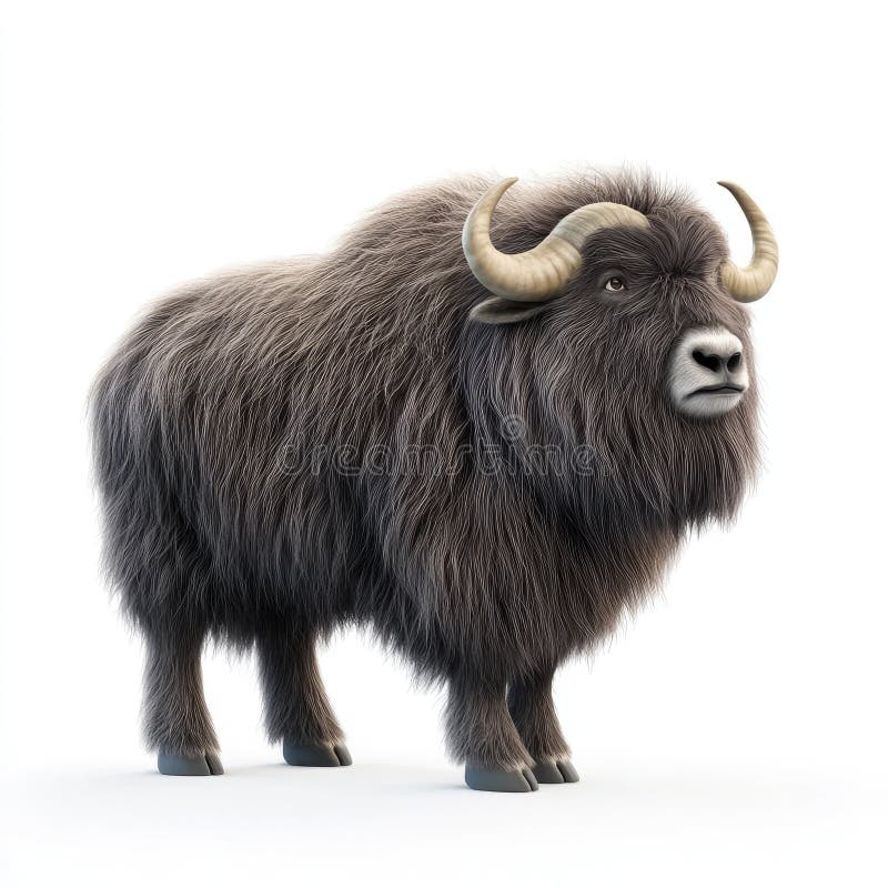 Majestic Yak: 3D Render of a Fluffy Wild Ox Stock Illustration ...