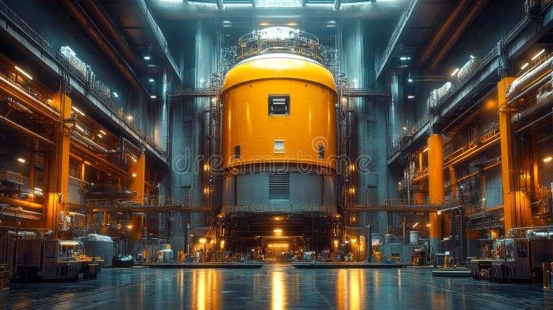 A Massive Yellow Machinery Core in a High-tech Industrial Facility ...