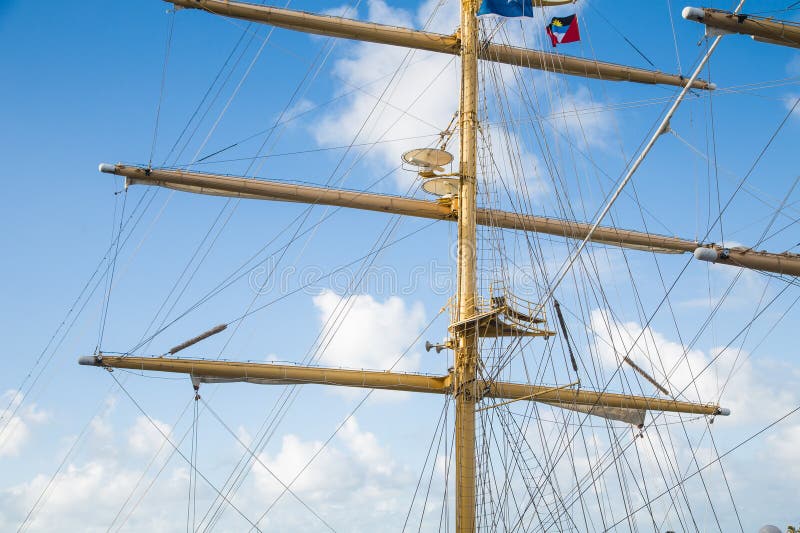 Mast on Clipper Ship with Flag at Top Stock Image - Image of nautical ...