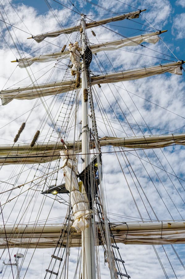 Mast Close Up View of Mask of a Tall Ship Stock Photo - Image of ...