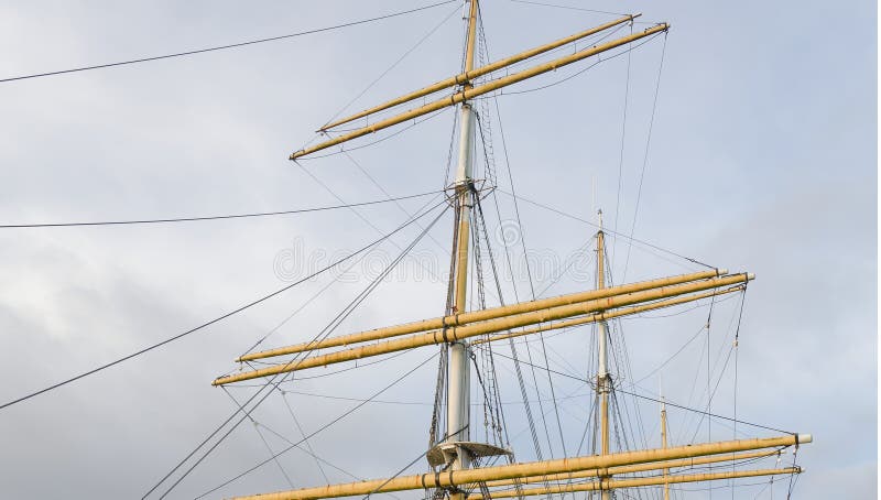 Mast Close Up View of Rolled Up Mask of a Tall Ship Stock Photo - Image ...