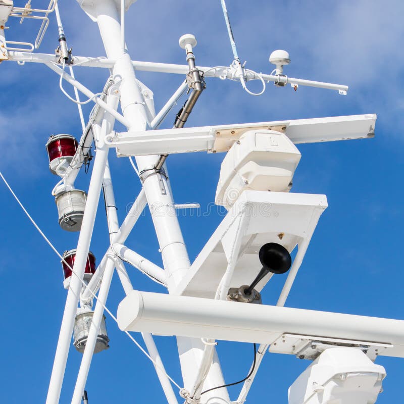 Modern ship mast stock photo. Image of blue, cables, cloud - 54432640