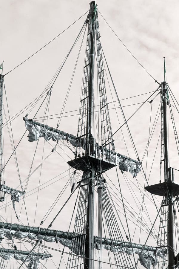 Mast of old galleon stock photo. Image of background - 107543948