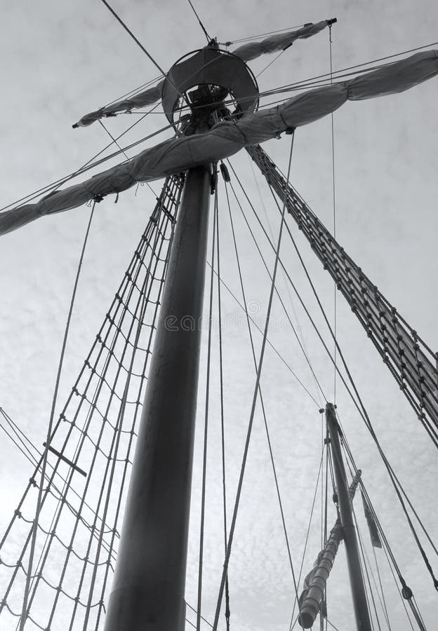 Mast of old galleon stock photo. Image of background - 107543948