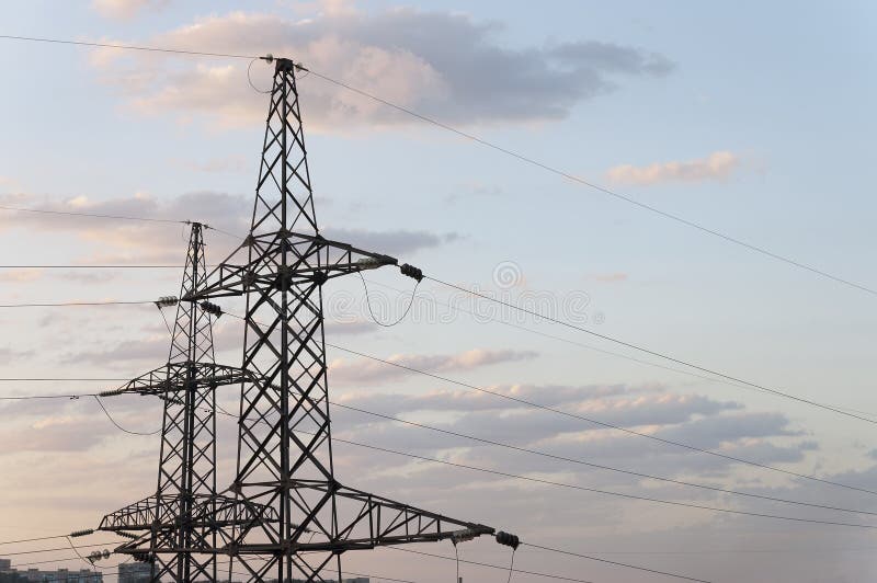 Mast power lines. stock photo. Image of mast, line, high - 26143646