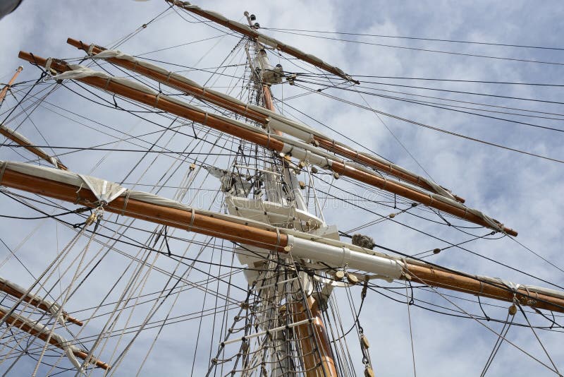 Mast and Rigging on Sailing Ship Stock Photo - Image of boat, maritime ...