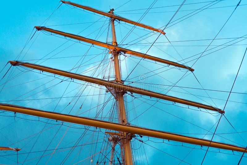 The Mast of a Sailing Ship, Bottom View Stock Photo - Image of yacht ...