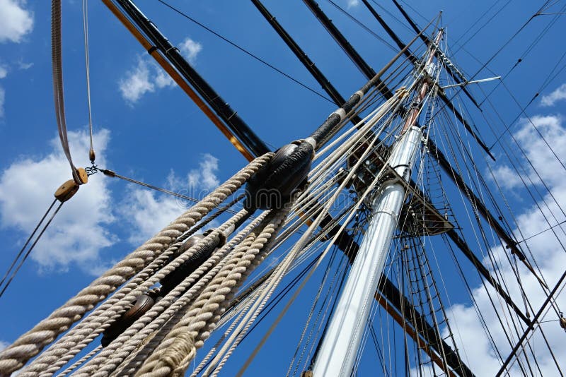 Mast Boom Mizzen Rigging of a Thames Sailing Barge Stock Photo - Image ...