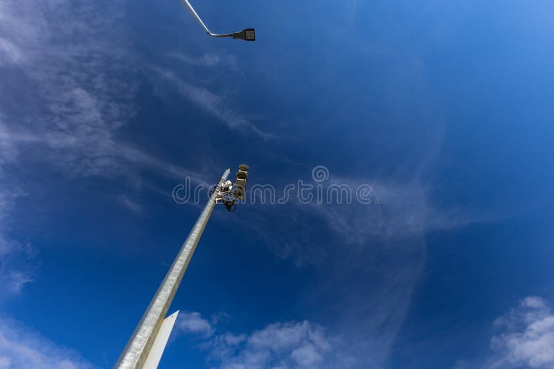 Mast with Surveillance Cameras, Area Observation, Hidden Cameras Stock ...