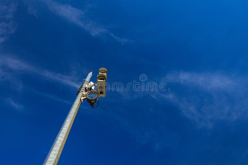 Mast with Surveillance Cameras, Area Observation, Hidden Cameras Stock ...