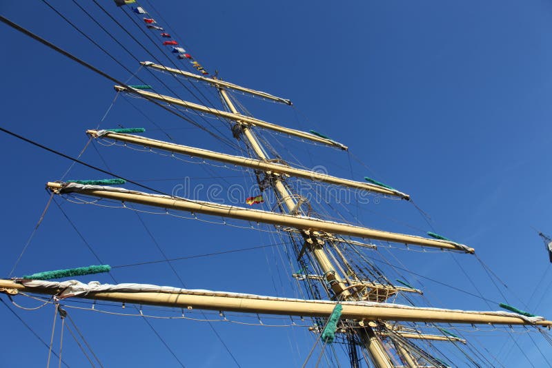 Mast of a tall ship stock image. Image of transportation - 179908019
