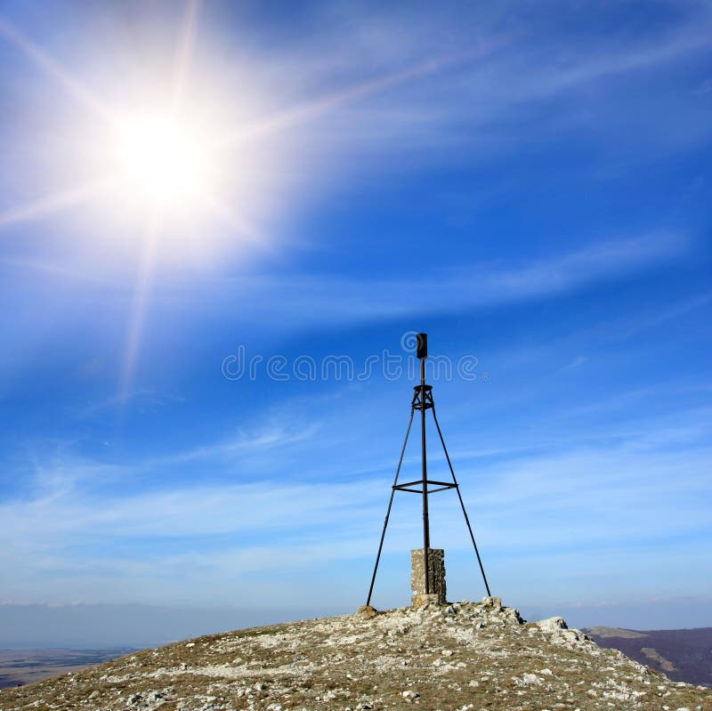 Mast on top of mountain stock photo. Image of activity - 9057650